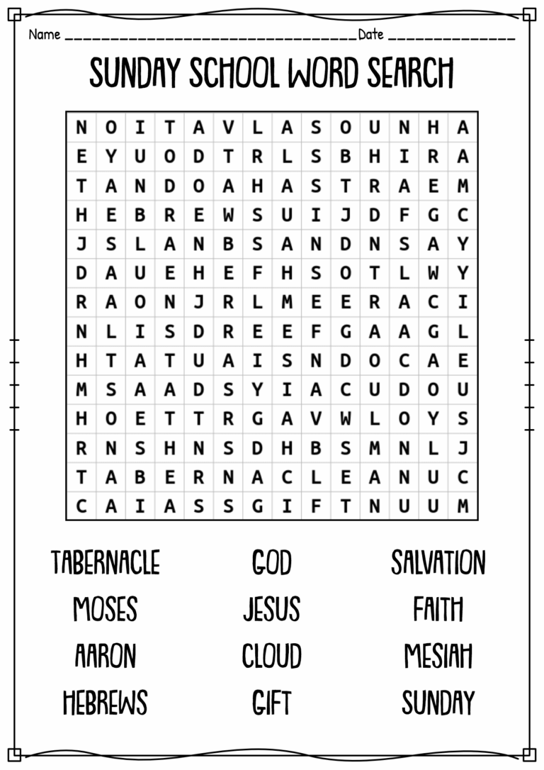 Activity Sheets For Sunday School - schoolprintablesheets.com
