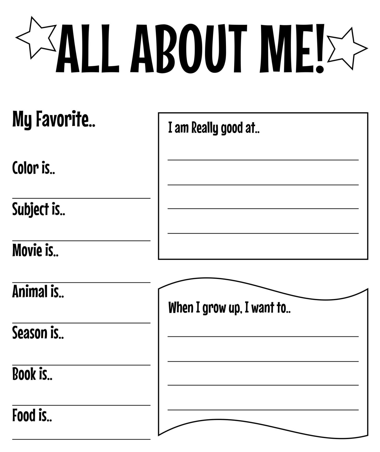 All About Me Sheets For Middle School - schoolprintablesheets.com