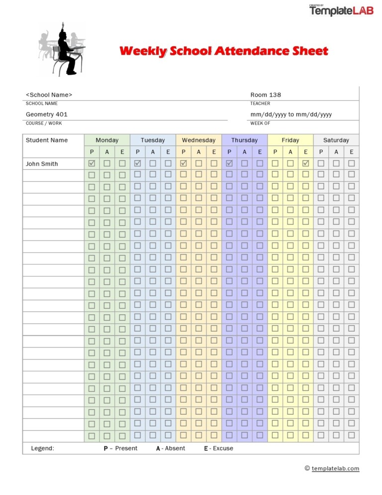 Attendance Sheet For School In Excel - schoolprintablesheets.com