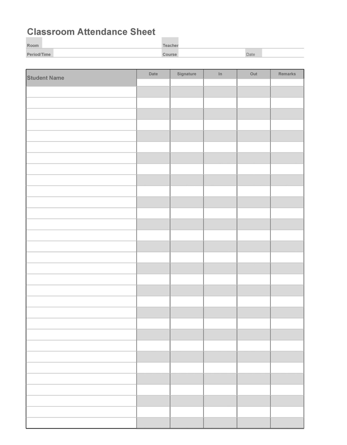 Attendance Sheet Form Power School - schoolprintablesheets.com