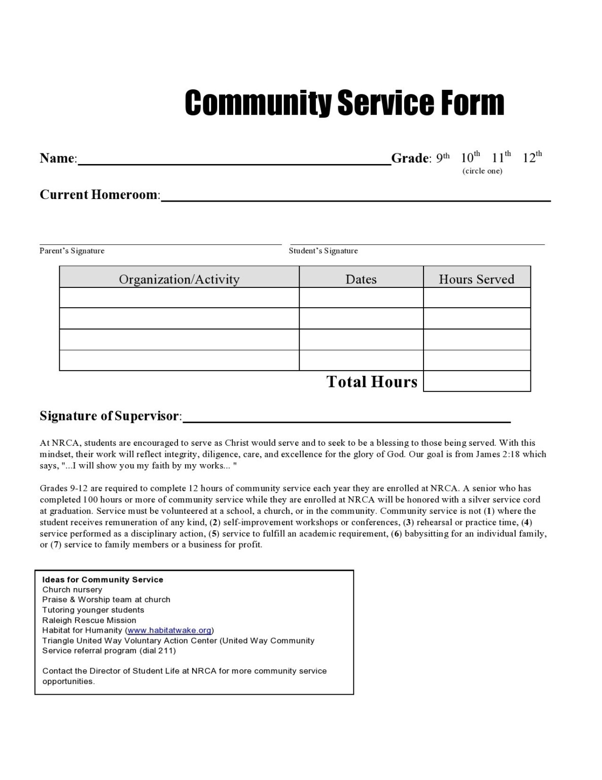 Atlanta Public Schools Community Service Sheet - schoolprintablesheets.com