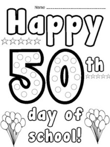 50Th Day Of School Coloring Sheet Free - schoolprintablesheets.com