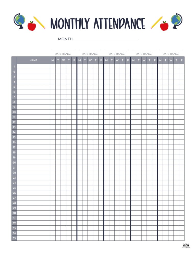 Attendance Sheet For Elementary School - schoolprintablesheets.com