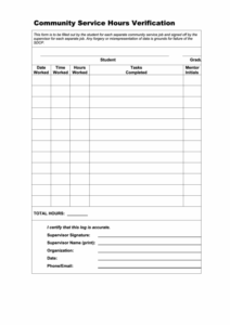 Community Service Hours Sheet For High School Pdf ...