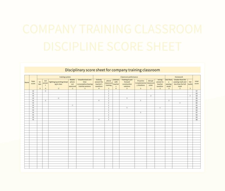 Blank School Discipline Excell Sheets - schoolprintablesheets.com