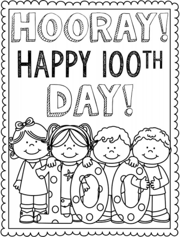 100Th Day Of School Free Coloring Sheet - schoolprintablesheets.com