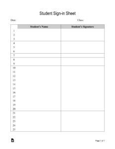 After School Student Sign In Sheet - schoolprintablesheets.com