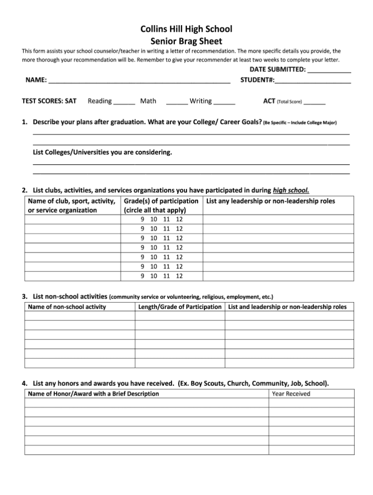 High School Brag Sheet Template - schoolprintablesheets.com