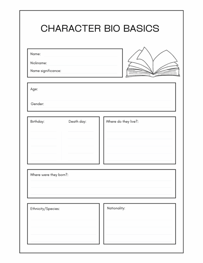 Character Bio Sheet Elementary School - schoolprintablesheets.com
